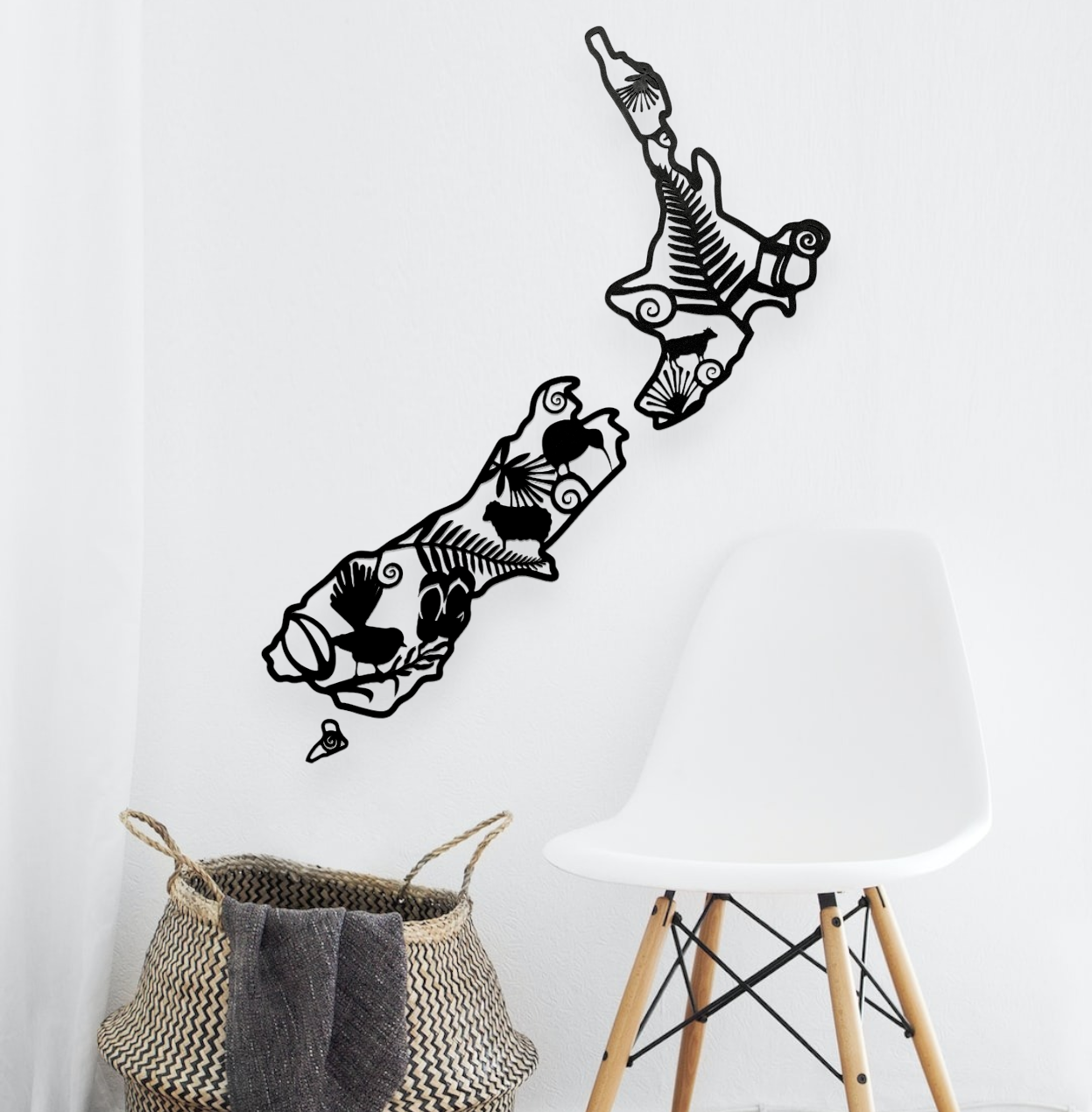 Kiwiana Icons of NZ Map | Wall Art by Whimsic