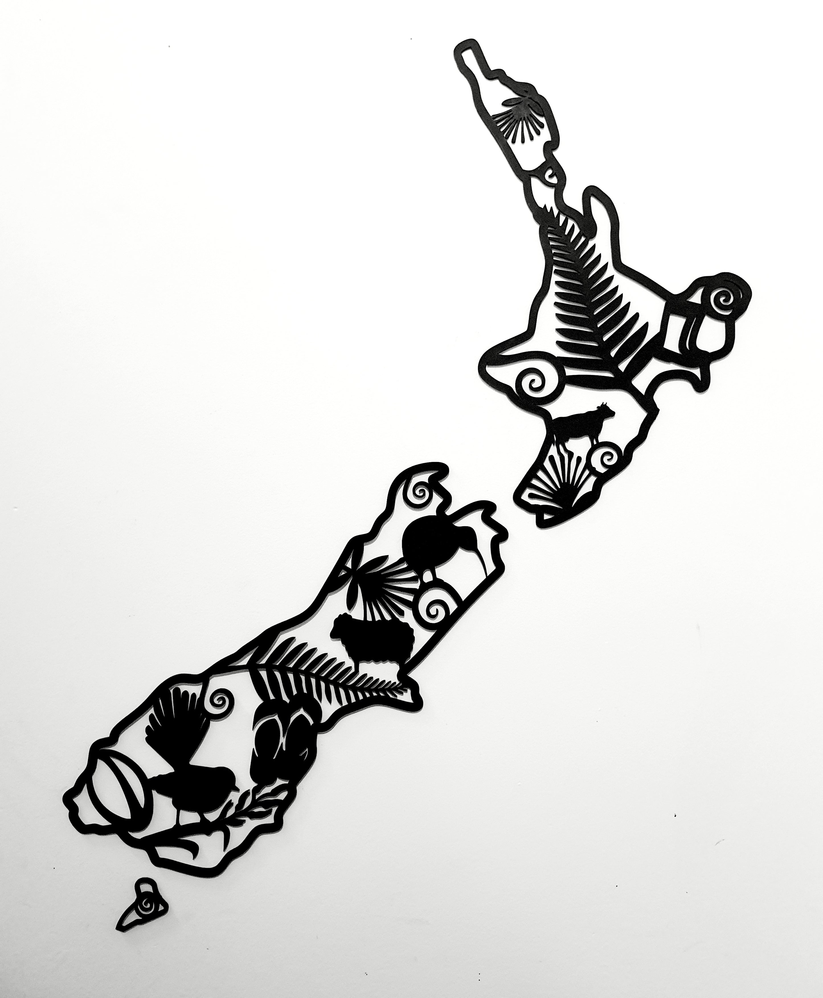 Kiwiana Icons of NZ Map | Wall Art by Whimsic