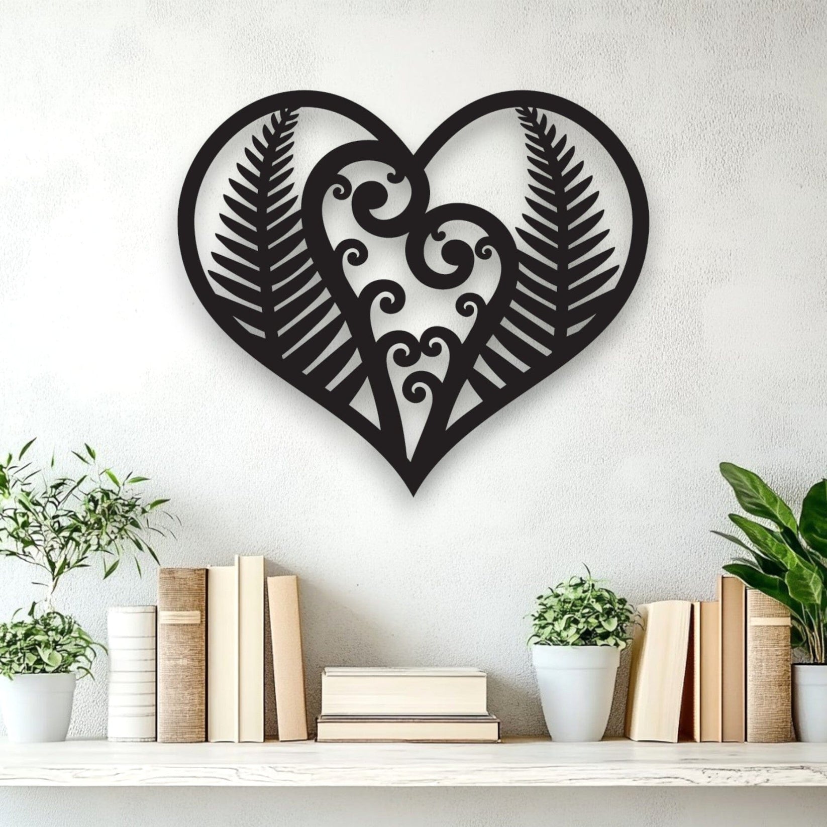 Fern Koru Heart Wall Art | Whimsic NZ-Crafted Wall Art