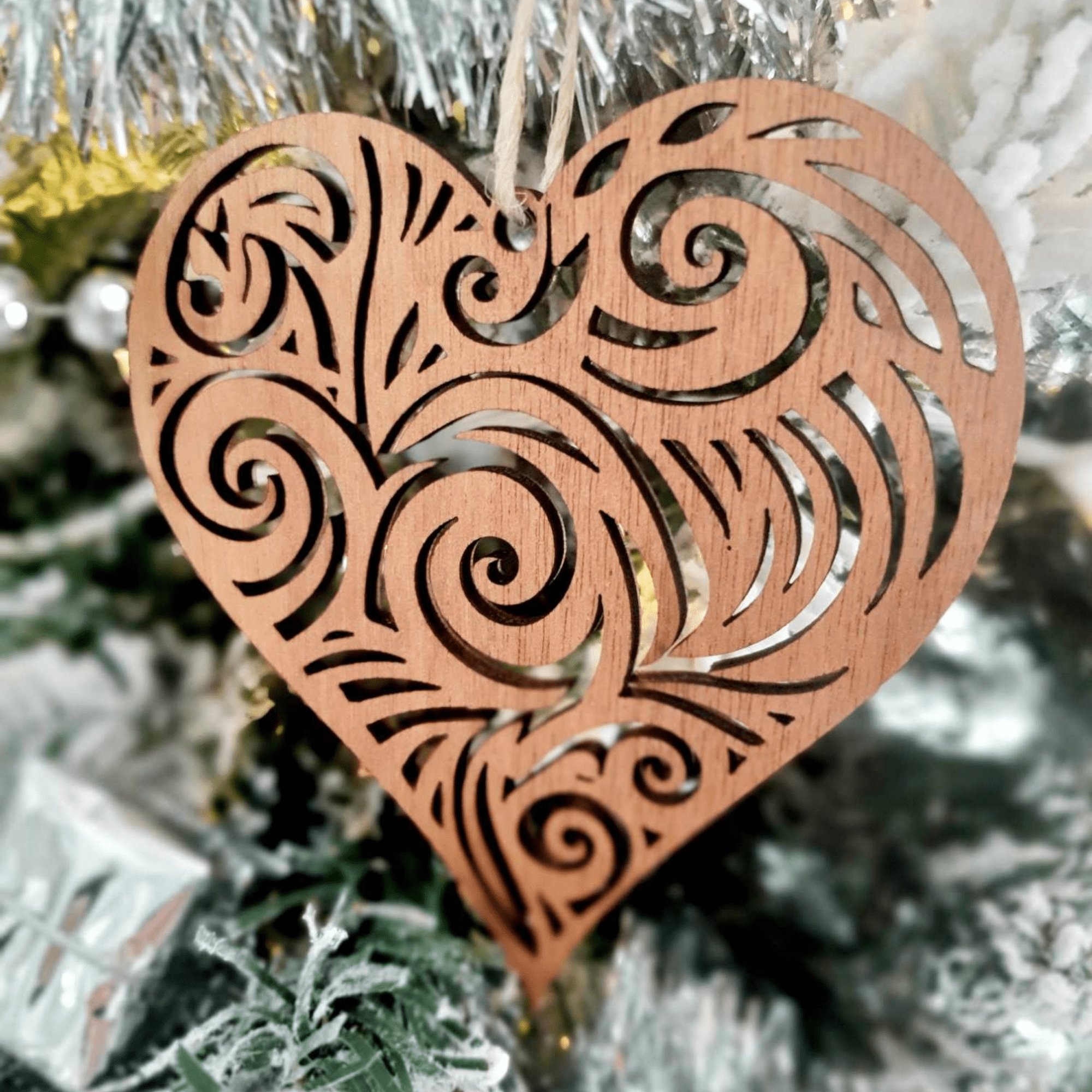 Koru Heart Ornament made by Whimsic New Zealand