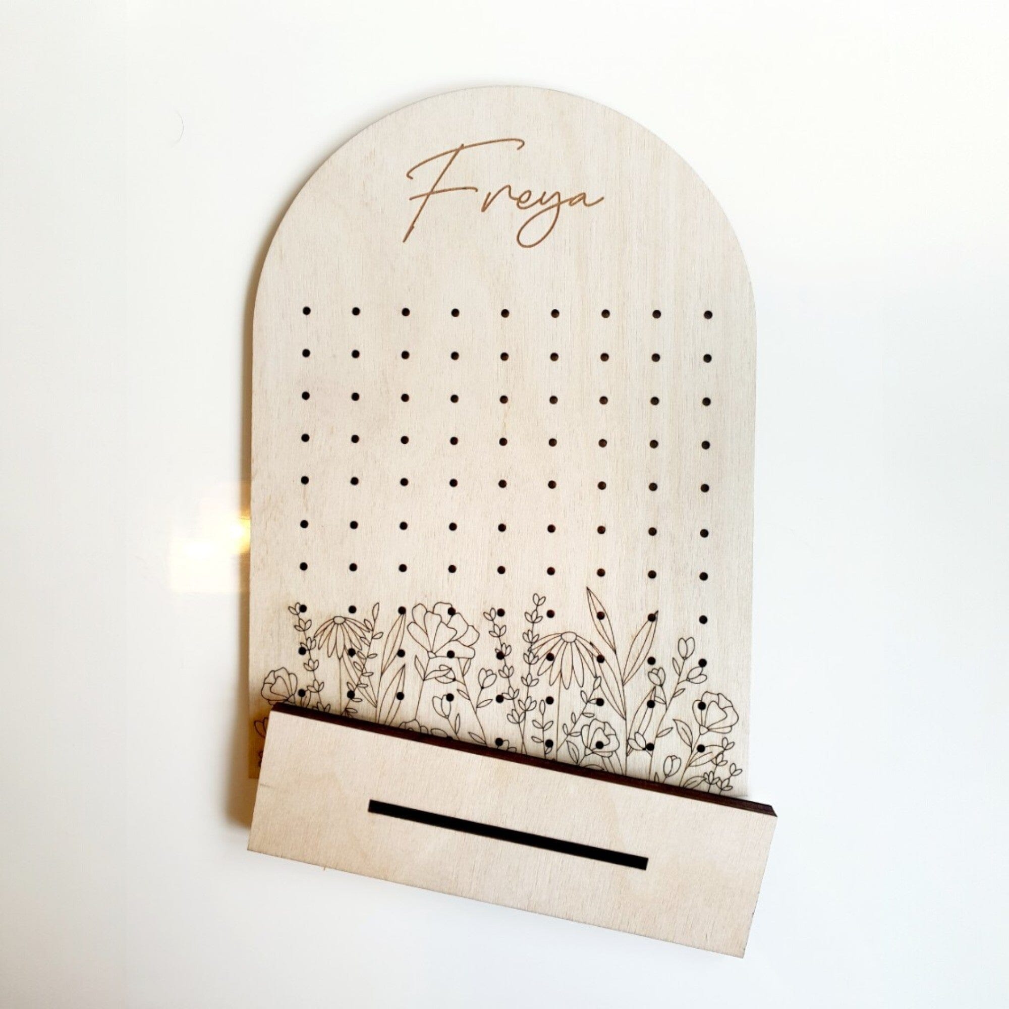 Personalised Floral Earring Stand | Wooden Earring Stand by Whimsic