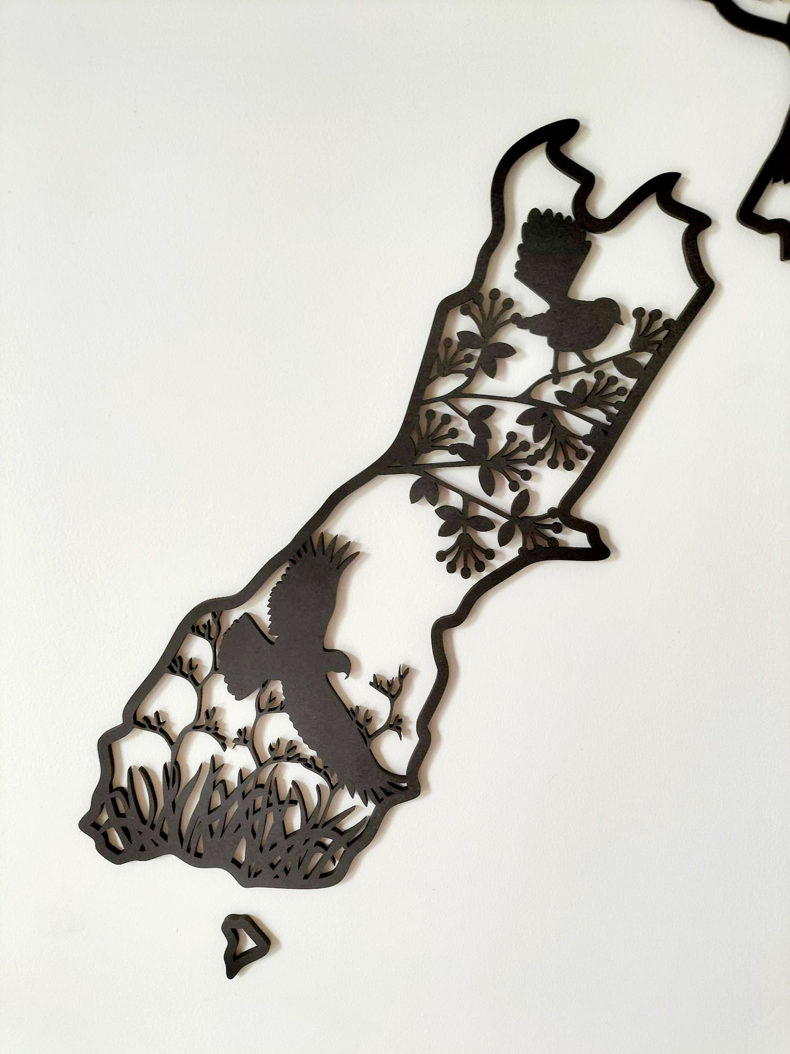 Kiwiana Native Bird NZ Map | Wall Art by Whimsic